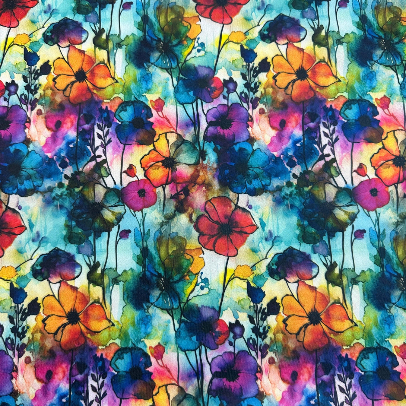 Floral Sprigs Alcohol Ink 1 mil PUL Fabric - Made in the USA – Nature's ...