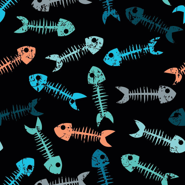 Fish Bones on Black 1 mil PUL Fabric - Made in the USA – Nature's Fabrics